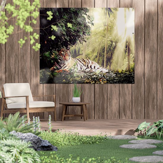 Gards Tuinposter Tijger in de Jungle met Zonneschijn - 150x120 cm - Tuindoek -... | bol