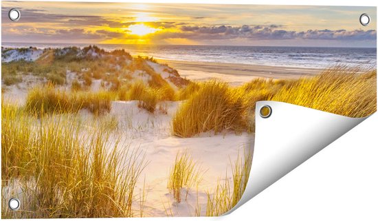 Gards Tuinposter Strand en Duinen tijdens Zonsondergang - 60x30 cm - Tuindoek -... | bol