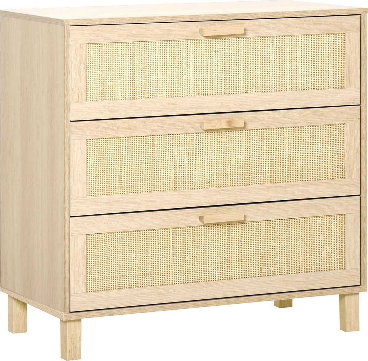 HOMCOM Ladekast zijkast met 3 schuiflades ladekast MDF naturel 831-378 ...