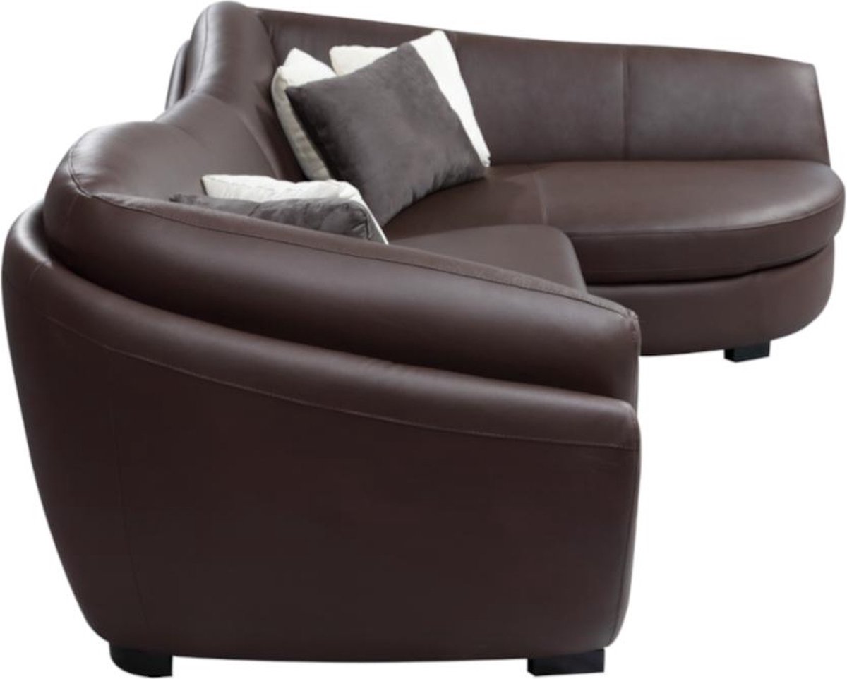 LINEA SOFA Hoekbank van buffelleer met poef CAIPI - 5 personen -Bruin ...