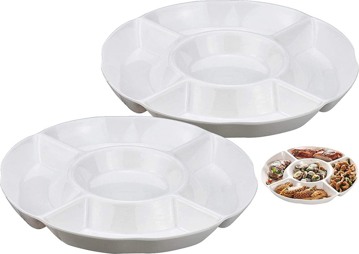 Plateaux à collation 2 pièces, plateau à collations en plastique divisé ...