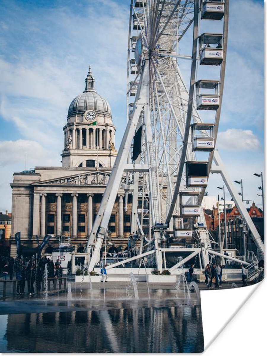 Vue de la roue de Nottingham et Nottingham Council House depuis le ...
