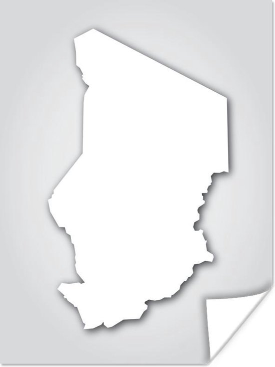 Une illustration noir et blanc du Tchad sur fond gris Poster 120x160 cm ...