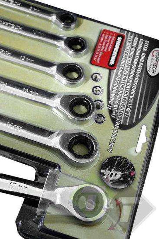 Steekring ratelsleutel set, 6 delig, Metrisch, 8,10,12,13,14,17mm | bol