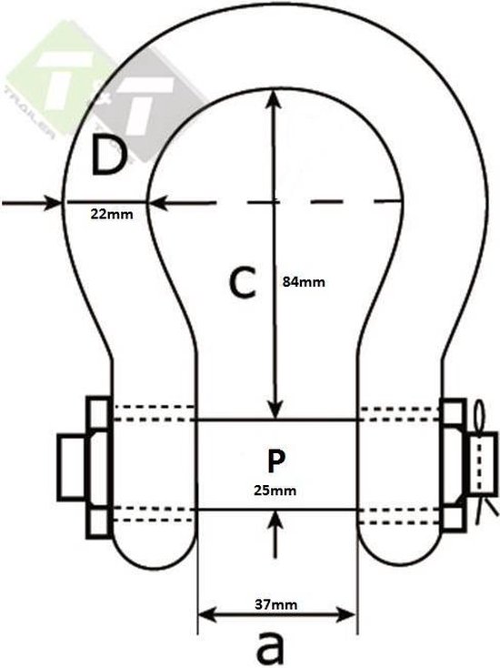 Harpsluiting met moerbout en splitpen - 6.5 Ton - Zwaar uitgevoerd ...