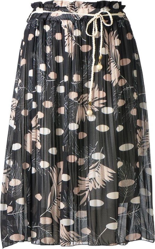 Dames plissé rok bloem touwtjes zwart kort | Maat Onze size (XS-XL ...