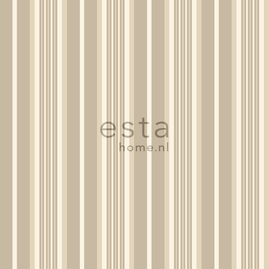 ESTAhome behangpapier strepen beige - 135334 - 53 cm x 10,05 m | bol.com