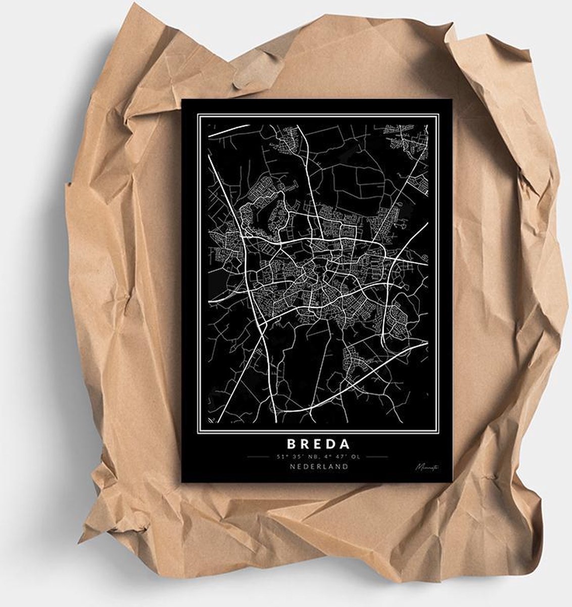 Poster Stad Breda - A2 - 42 x 59,4 cm - Inclusief lijst (Zwart Aluminium) | bol.com