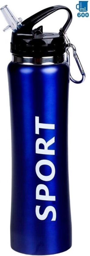 2x Sport Bidon drinkfles/waterfles Sport print blauw 600 Ml van ...