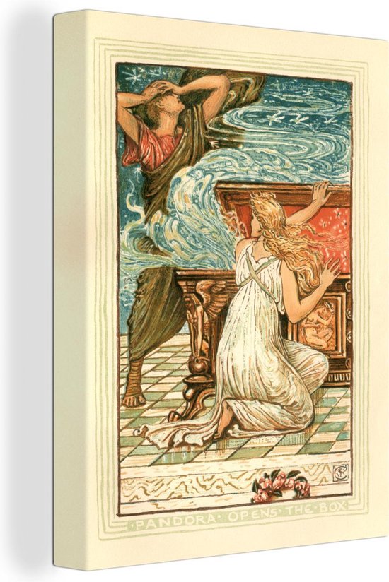 Canvas Schilderij Een kleurrijke illustratie van de doos van Pandora ...