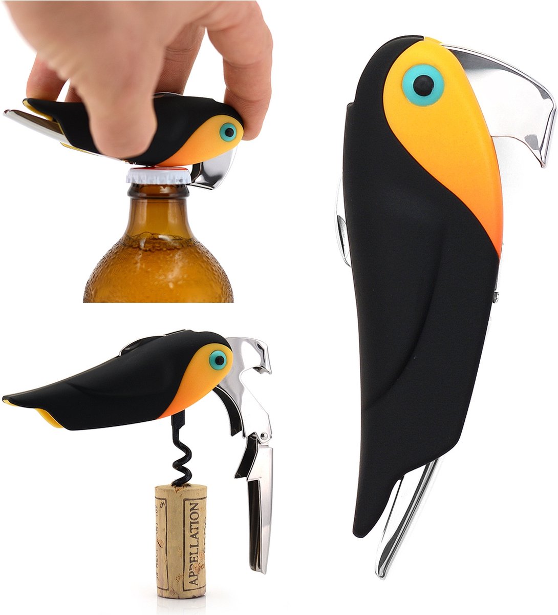 CKB Flessenopener Kelnersmes en kurkentrekker – Toucan – Sommeliersmes ...