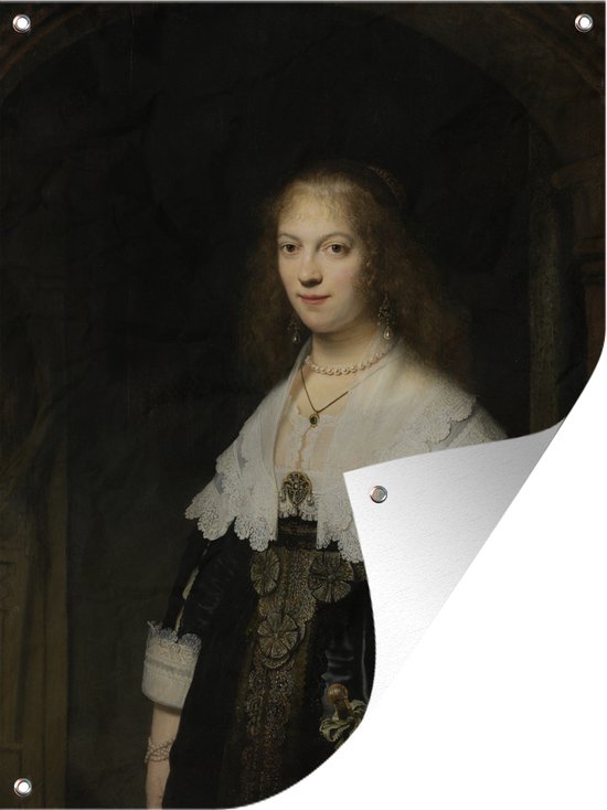 Tuinposter Portret van Maria Trip - Rembrandt van Rijn - 120x170 cm ...