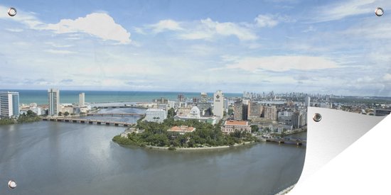 Wanddecoratie buiten Cityscape van Recife aan de Capibaribe rivier in ...