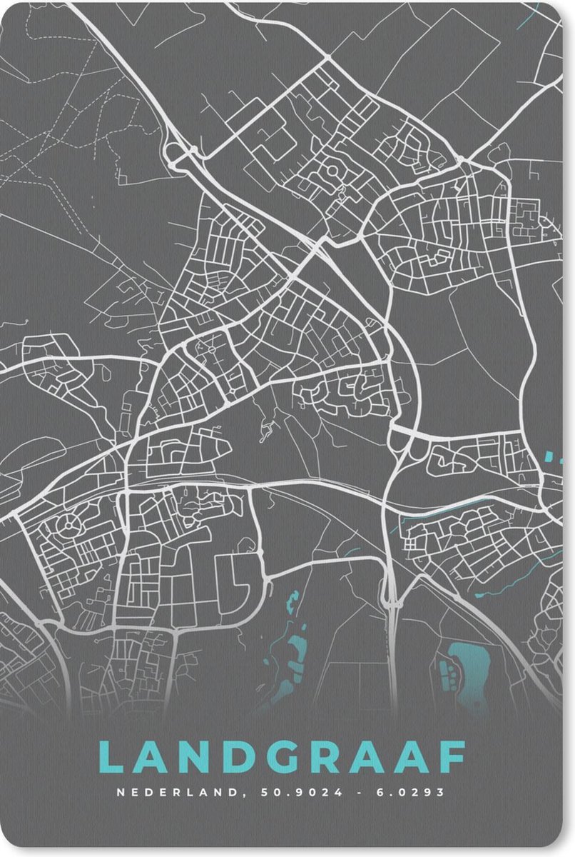 Stadskaart - Landgraaf - Grijs - Blauw - Plattegrond | bol.com