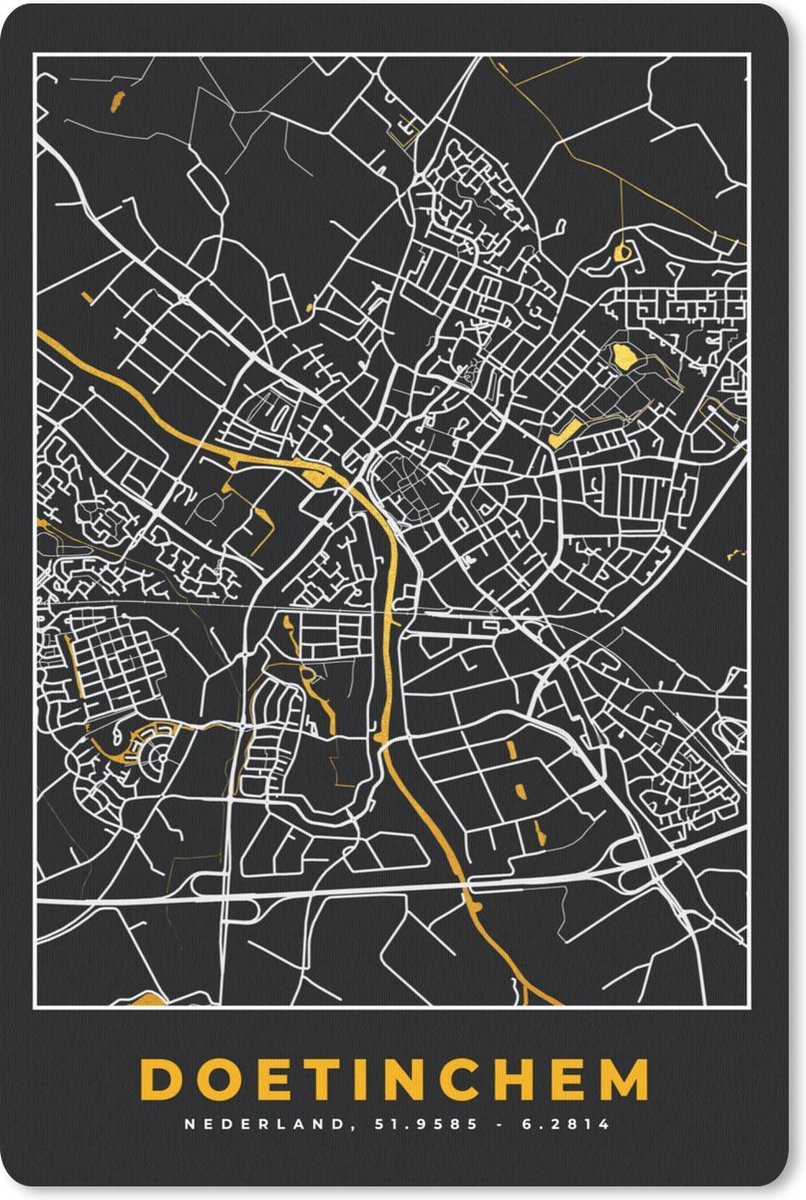 Plattegrond - Doetinchem - Goud - Zwart - Stadskaart | bol.com