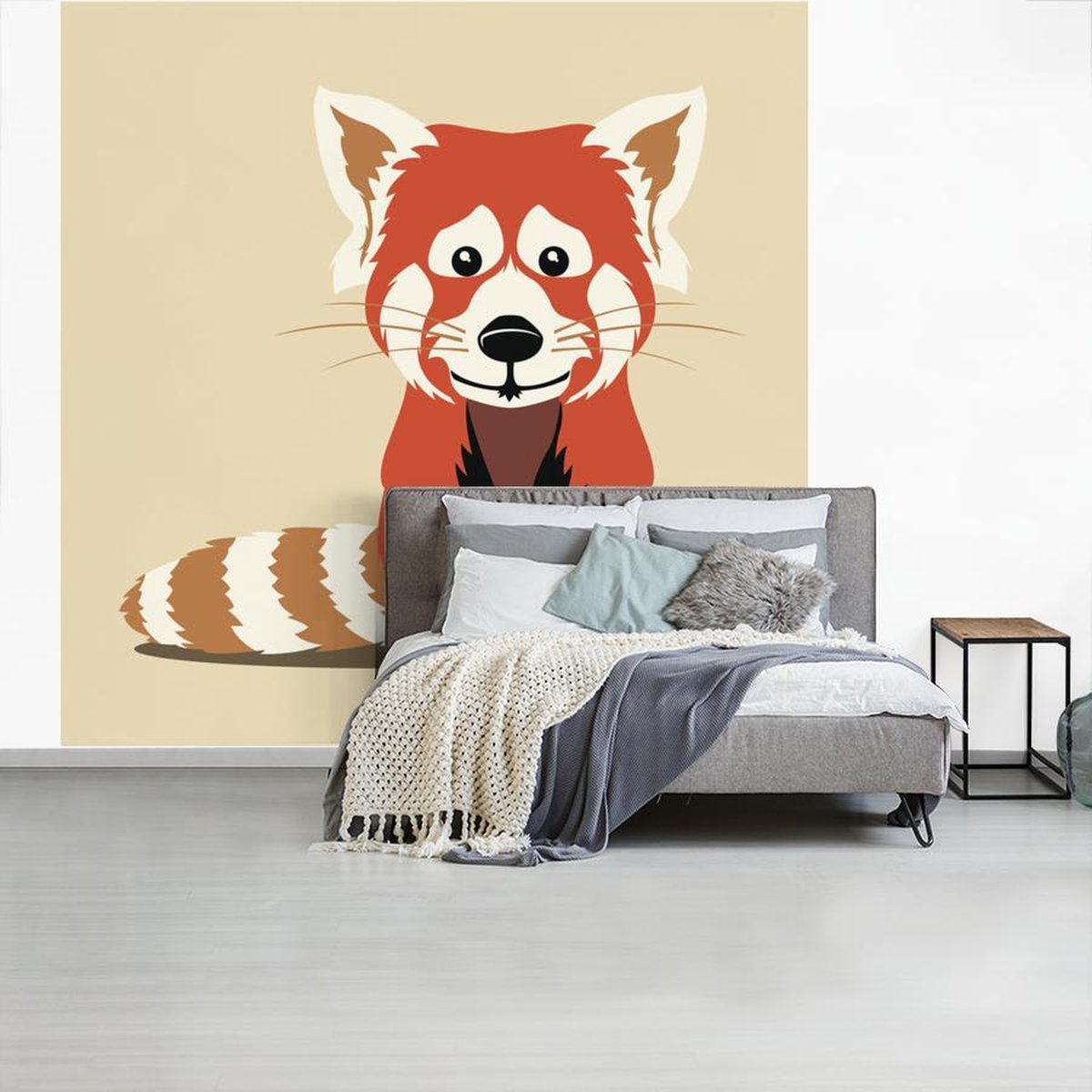Behang - Fotobehang een grappige rode panda - Breedte 350 cm x hoogte ...