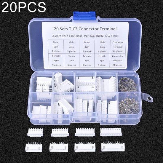 20 Sets TJC3 2.5mm XH 6P 7P 8P 9Pin Mannelijke vrouwelijke behuizing Connector met Crimps | bol.com