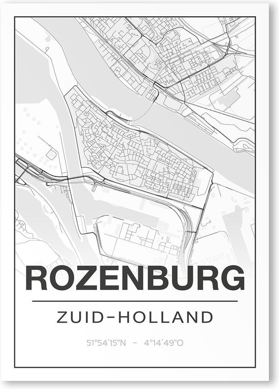 Poster/plattegrond ROZENBURG - A4 | bol