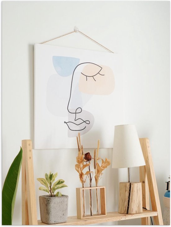 Poster – Kast met Tekening van Gezicht - 30x40cm Foto op Posterpapier | bol