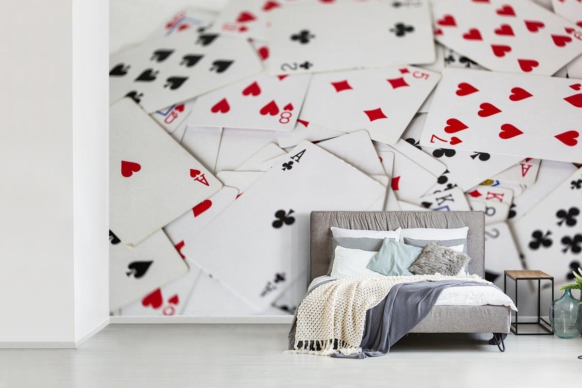Grote stapel kaarten fotobehang | bol.com