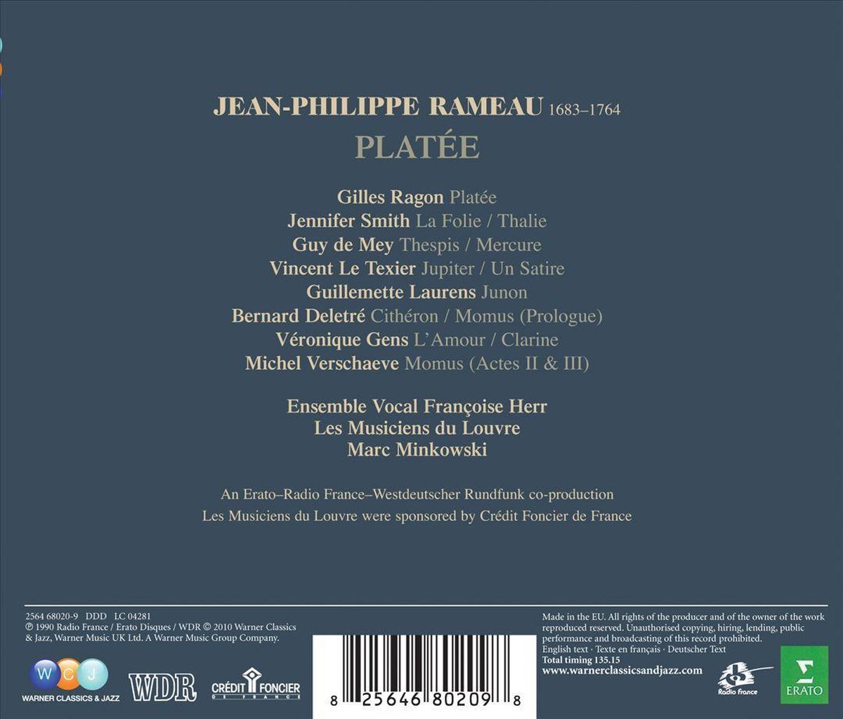 Platee, J.P. Rameau | CD (album) | Muziek | bol.com