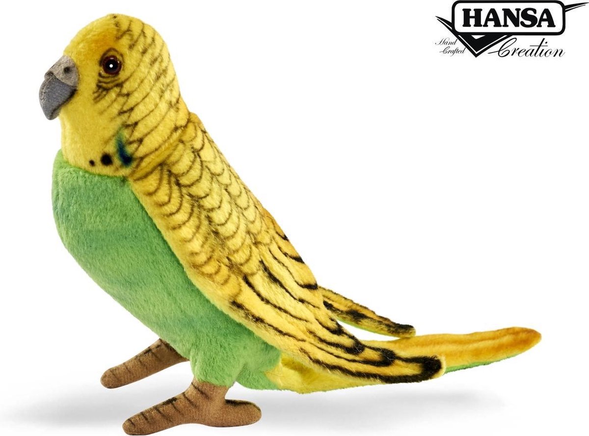 Hansa pluche grasparkiet tropische vogel deco knuffel 15 cm | bol