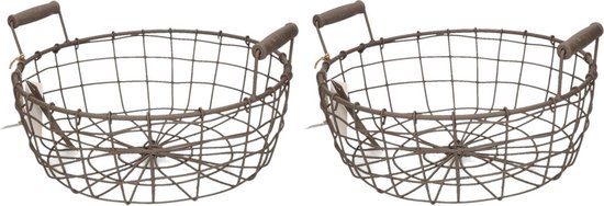 Set van 2x stuks ronde ijzeren draadmanden 29 x 10 cm - Mandjes en ... Set van 2x stuks ronde ijzeren draadmanden 29 x 10 cm - Mandjes en ...