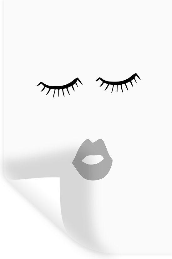 Muurstickers - Sticker Folie - Ogen - Lippen - Zwart - Wit - 60x90 cm ...