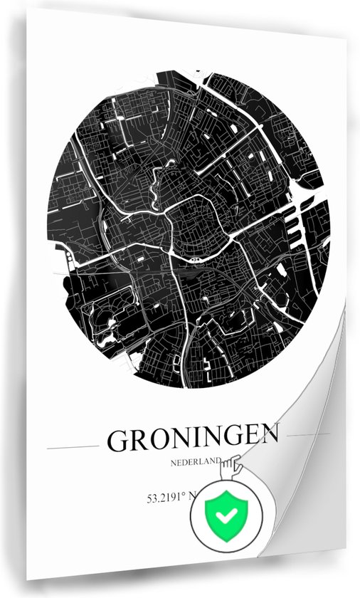 Kaart Groningen poster - Groningen poster - Poster map Groningen ...