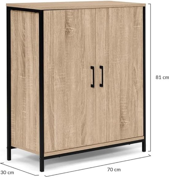 Lage kast Detroit 2 deuren industrieel design | bol