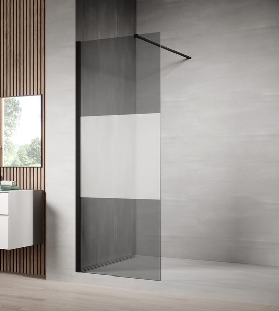 Badplaats Douchewand Rizani 80 x 200 cm - Zwart – Inloopdouche 8 mm met ...