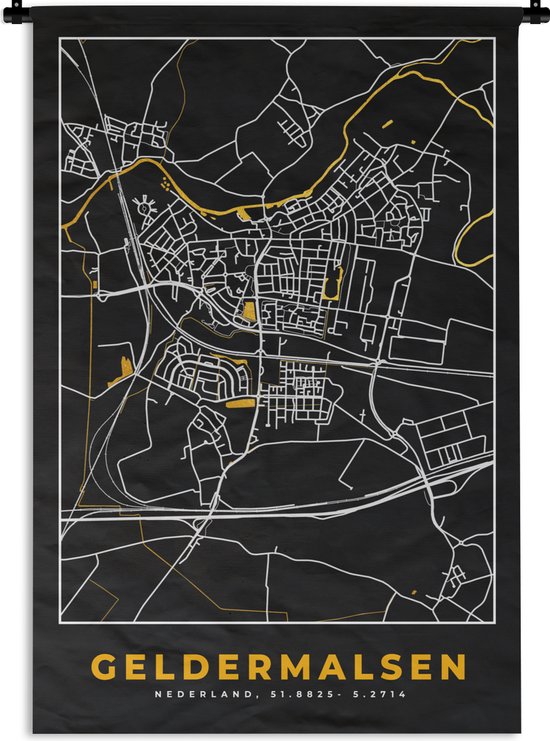 Wandkleed - Wanddoek - Plattegrond - Geldermalsen - Kaart - Stadskaart ...