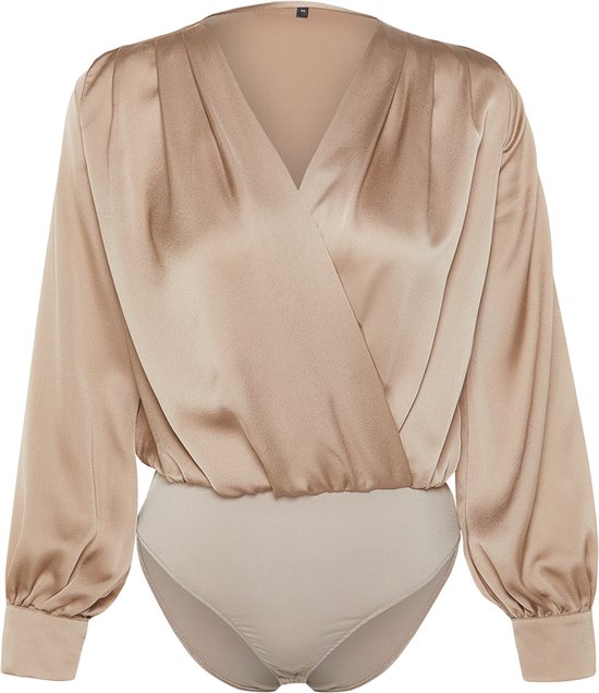 Trendyol Vrouwen Ballon mouw Nertsen satijnen geweven body met dubbele ...
