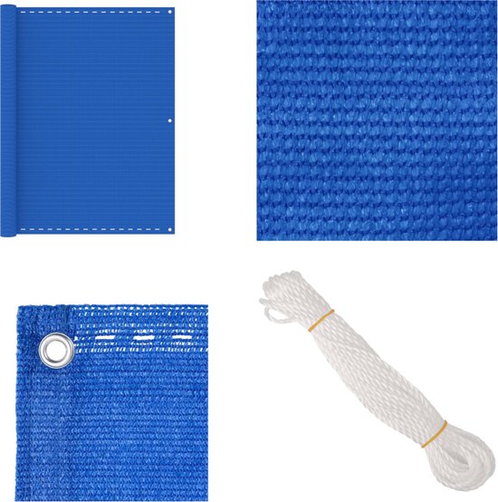 vidaXL Balkonscherm 120x500 cm HDPE blauw - Balkonscherm ...