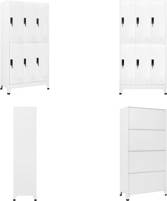 vidaXL Lockerkast 90x45x180 cm staal wit - Lockerkast - Lockerkasten ...