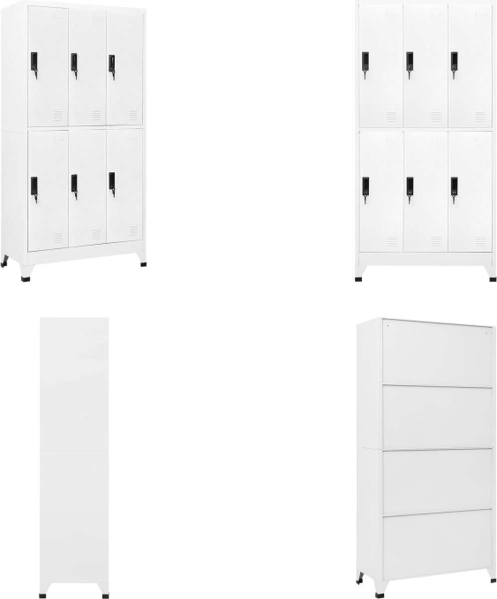 vidaXL Lockerkast 90x45x180 cm staal wit - Lockerkast - Lockerkasten ...