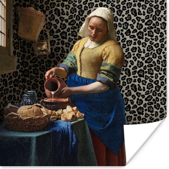 Poster Melkmeisje - Kunst - Panterprint - Vermeer - Schilderij - Oude meesters -... | bol
