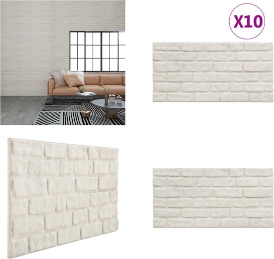 vidaXL 10 st Wandpanelen 3D witte baksteen EPS - Wandpaneel ...