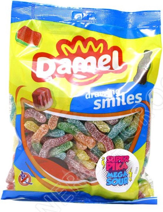 Damel Mega-Sour-Worms - Halal - zak 1 kg | bol