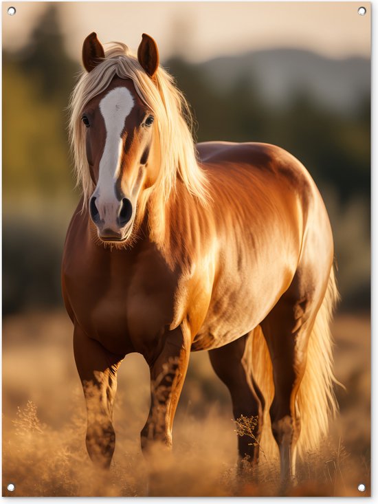 Tuinposter - Tuindoek - Tuinposters buiten - Paard - Bruin - Natuur ...