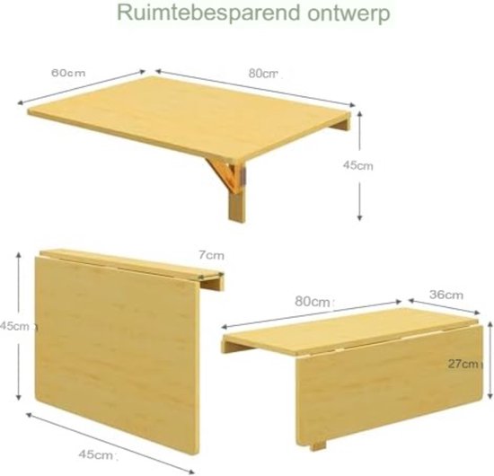 Inklapbare Bureau - Wandbureau Inklapbaar - Wandbureau - Bureau Muur | bol