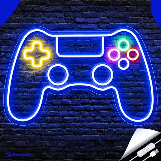 Neon Lamp - Game Controller Playstation Blauw - Incl. Ophanghaakjes ...