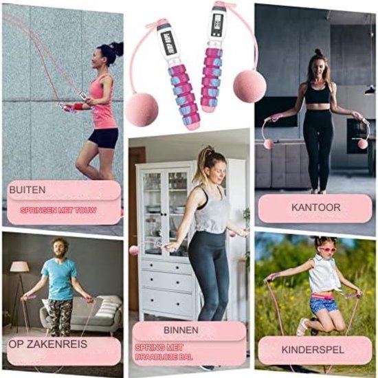 Springtouw zonder touw - Springtouw draadloos - Roze | bol