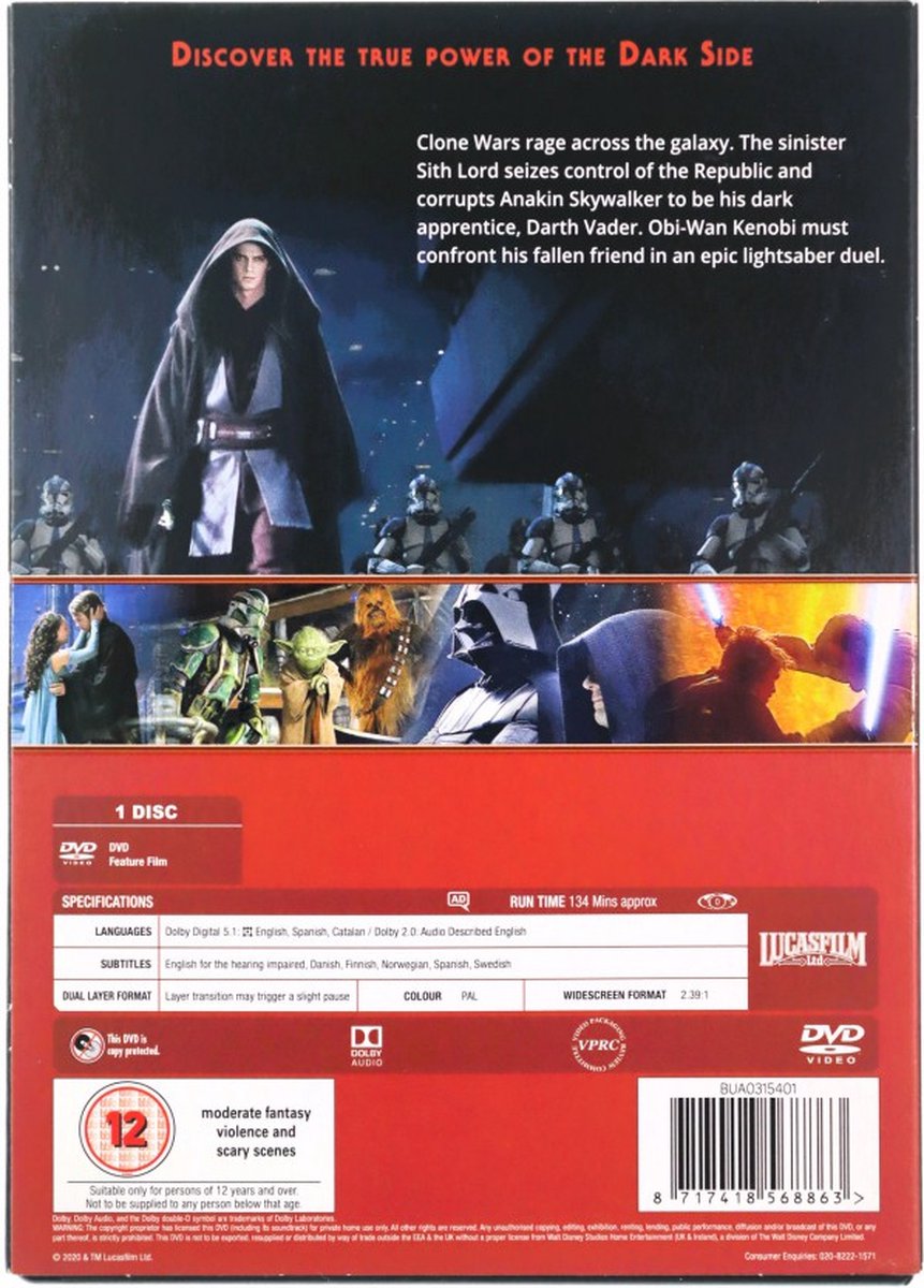 Star Wars: Episode Iii - Revenge Of The Sith (Dvd), Hayden Christensen ...