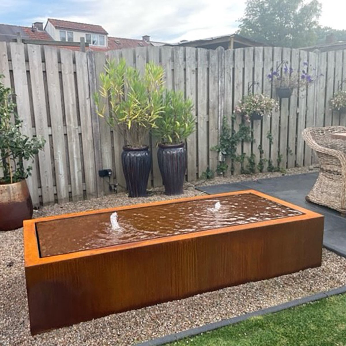 Cortenstaal watertafel 2000x800x400 | bol