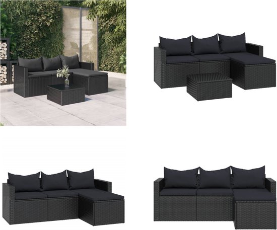 vidaXL Loungeset poly rattan zwart - Loungeset - Loungesets - Loungeset ...