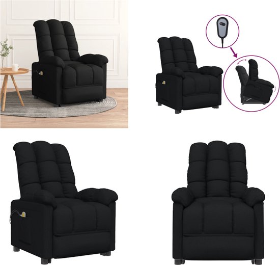 vidaXL Sta-op-massagestoel stof zwart - Sta-opstoel - Sta-opstoelen ...