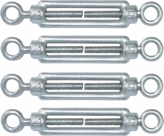 AMIG Spanschroeven/draadspanner met oog/oog - 4x - 12.5cm - verzinkt ...