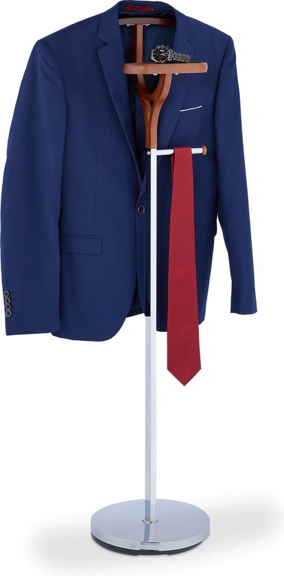 Relaxdays dressboy zilver - houtlook - kledingstandaard slaapkamer ...