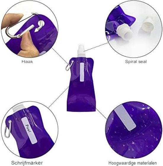 Waterzak Festival - Drinkzak - 480ml - Pak van 4 | bol